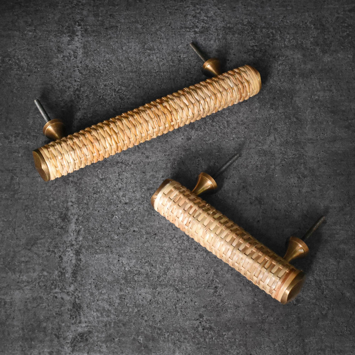 Rattan Cabinet Drawer Handles with Antique Brass Hardware Rattan Brass ...