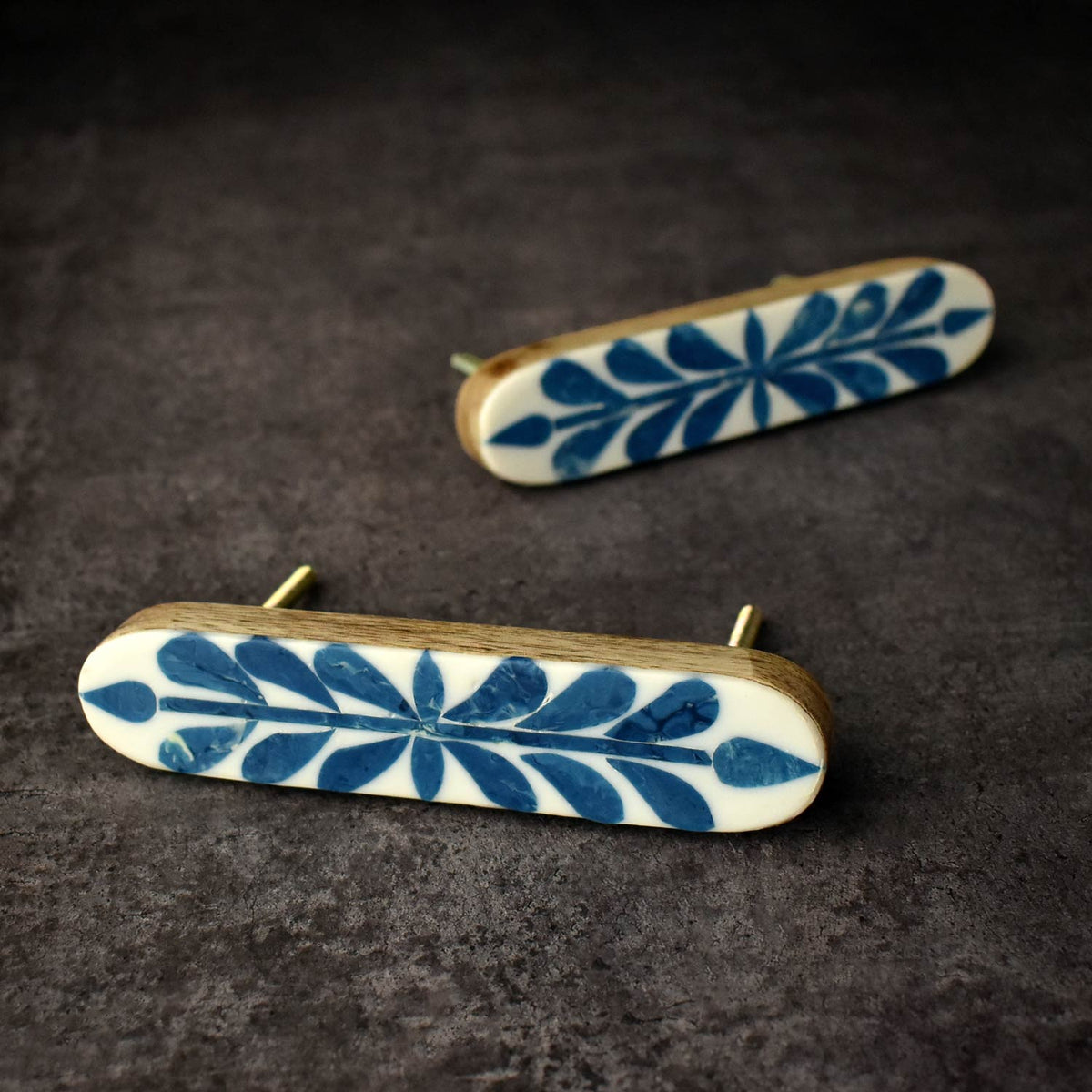White and Blue Inlay Cabinet Drawer Handle Wooden Door Handles Dresser ...