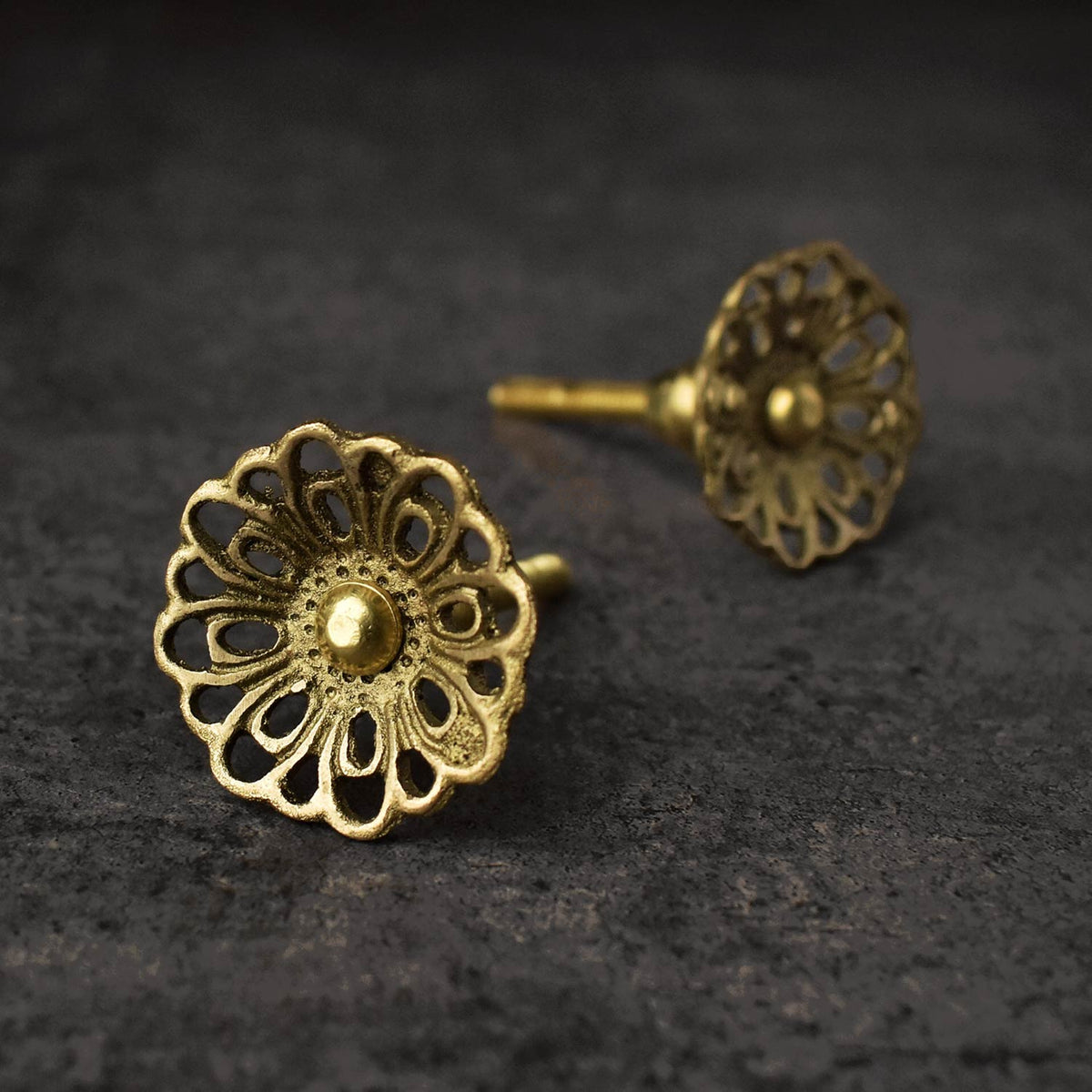 Aster Solid Brass Cabinet Wardrobe Knob Flower Drawer Knob – Brook And Birch